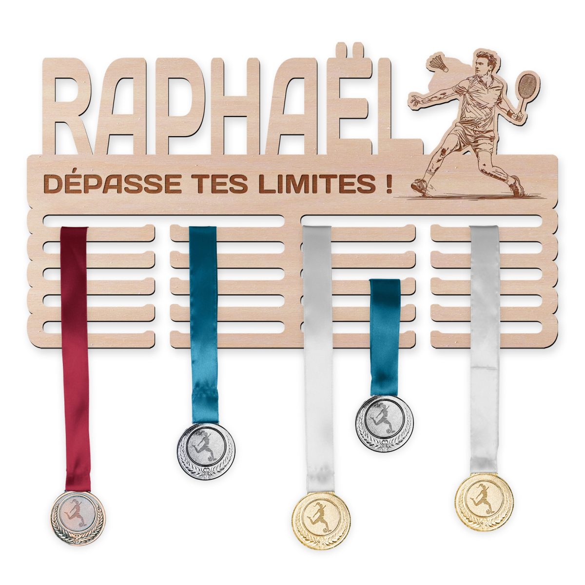Cintre de médaille - Badminton, homme - Accroche-médailles de haute qualité